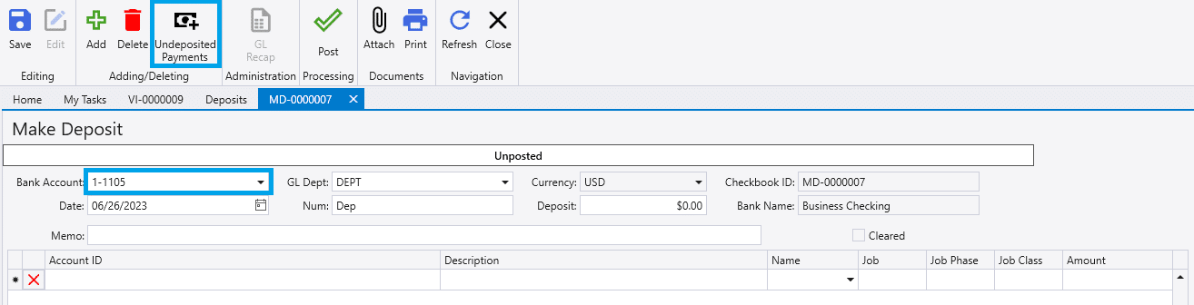 How to Create Bank Deposits – Paradigm ERP by Paragon – Documentation