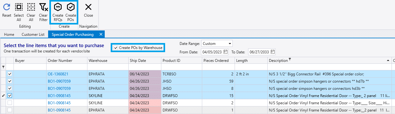 Special Order Purchasing – Paradigm ERP by Paragon – Documentation