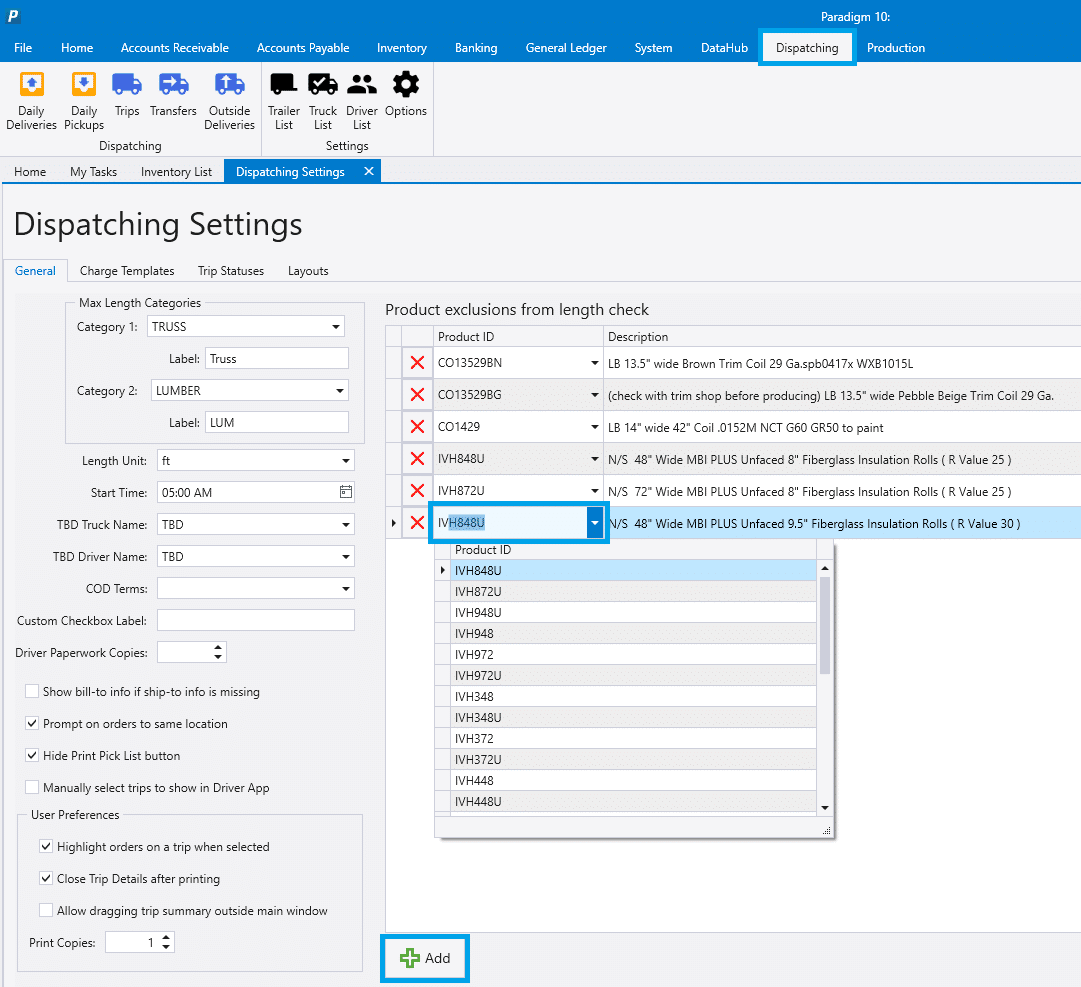 Dispatching: Product Exclusions from the Length Check – Paradigm ERP by ...
