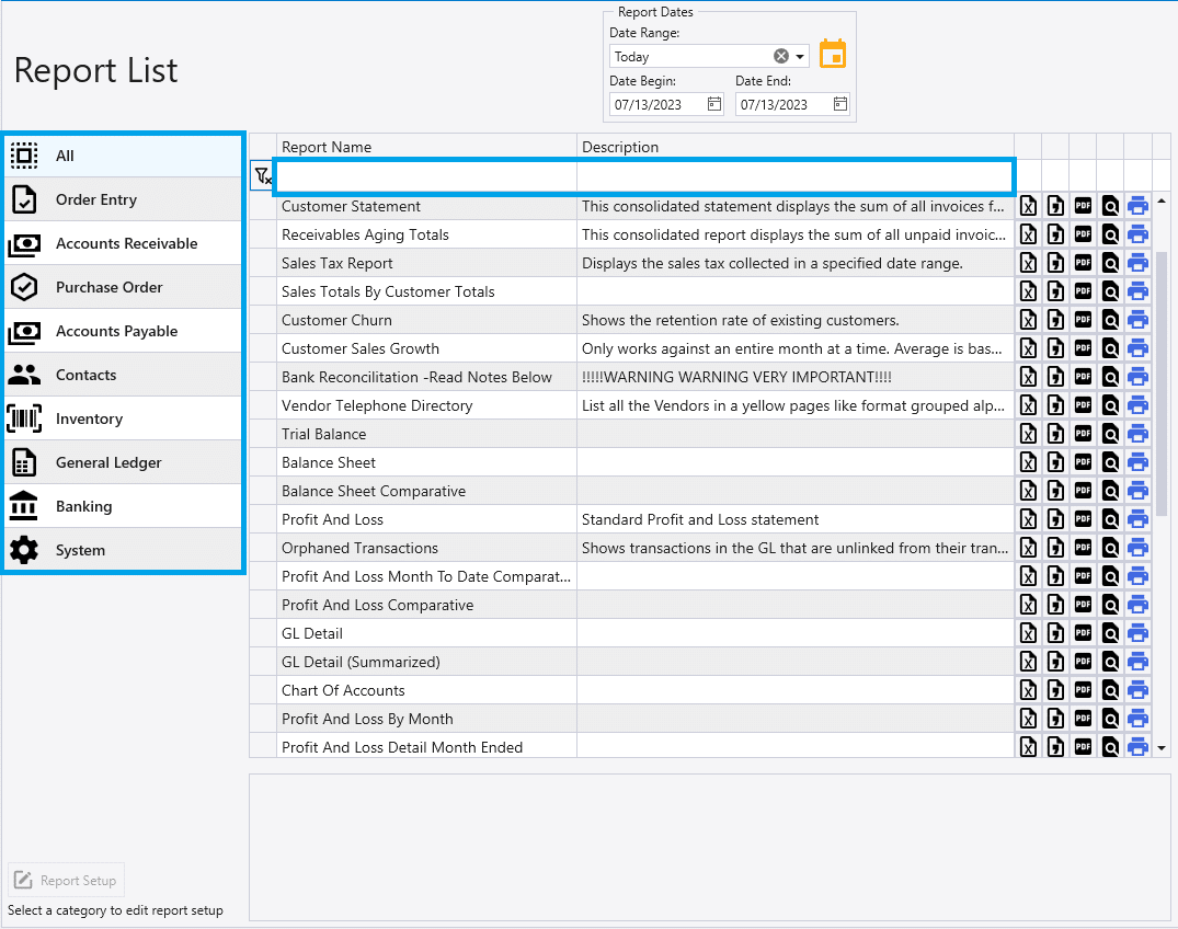 Report List – Paradigm ERP by Paragon – Documentation