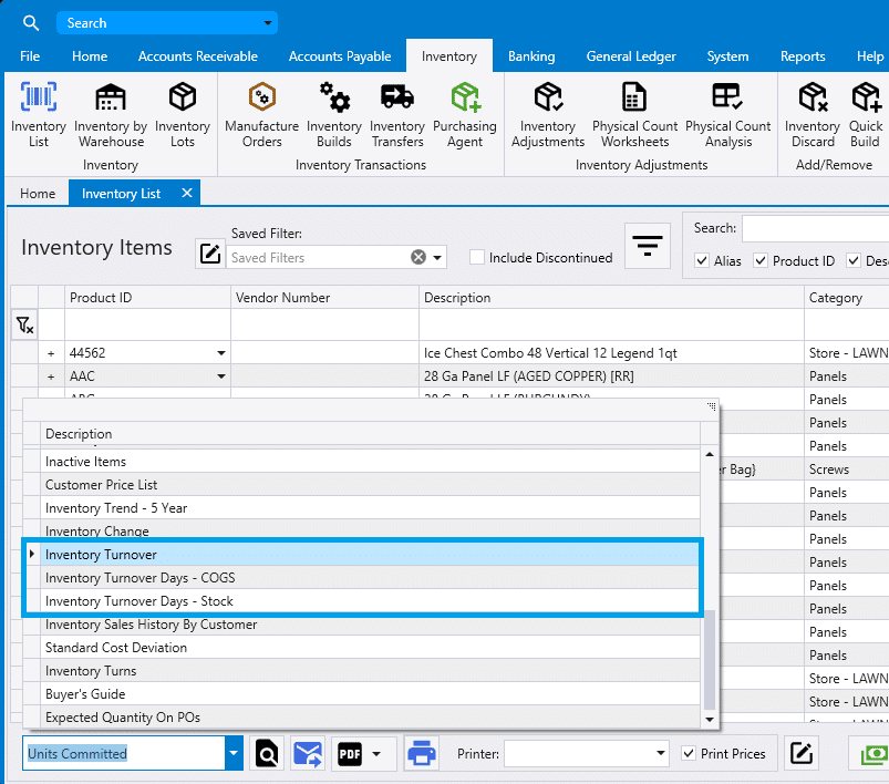 Inventory Turnover – Paradigm ERP by Paragon – Documentation
