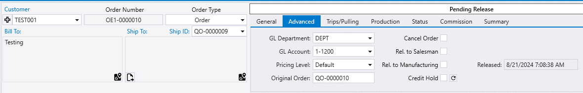 Un-Release Orders – Paradigm ERP by Paragon – Documentation