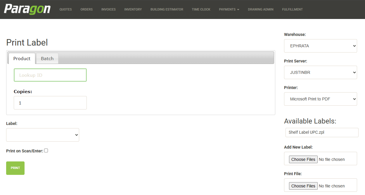 Shelf Label Print Tool – Paradigm ERP by Paragon – Documentation